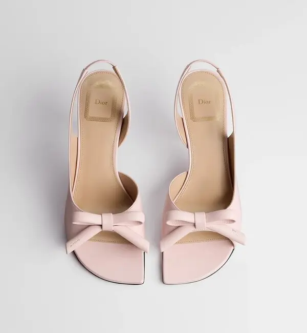 Dior Bow Heeled Slingback Sandal - Nude