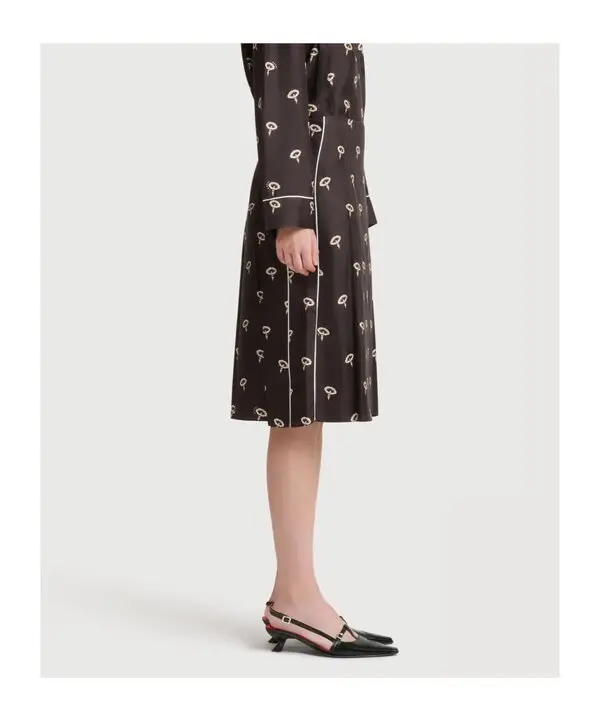 Marni Floral Print Silk Twill Midi Skirt