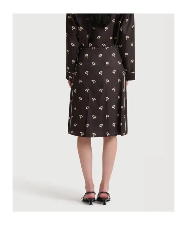 Marni Floral Print Silk Twill Midi Skirt