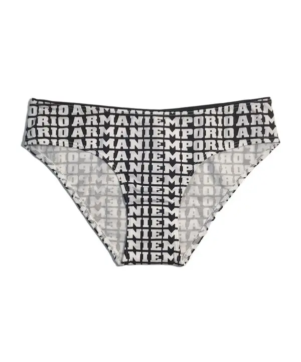 Emporio Armani Logo Printed Briefs Pants - Gray