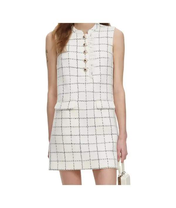 SELF-PORTRAIT Checked Sleeveless Mini Dress