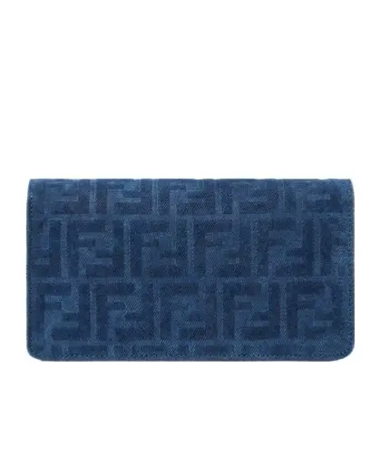 Fendi Baguette Ff Flocked Chained Wallet - Blue