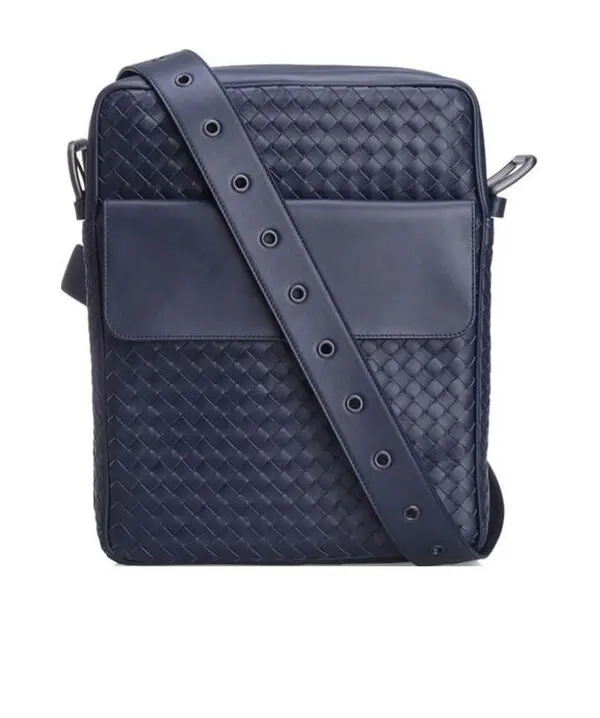 Bottega Veneta Woven Leather Shoulder Bag - Blue