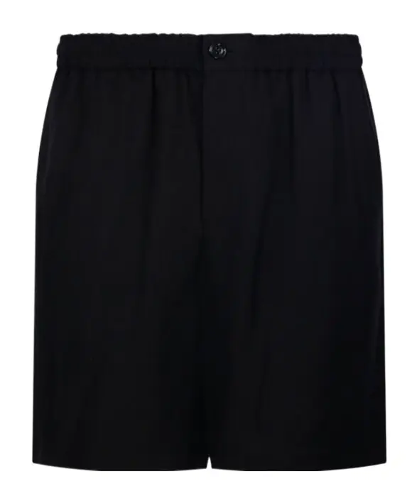 Ami Elasticated Shorts With Embossed Logo - Black