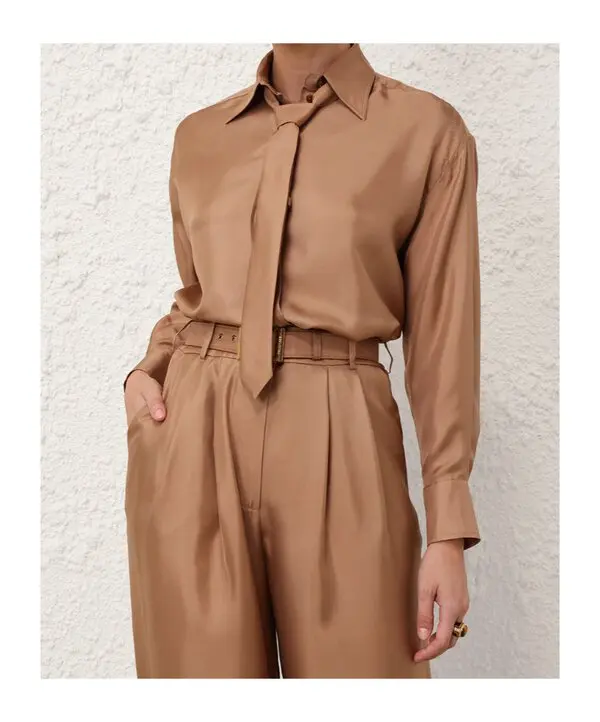 Zimmermann Relaxed Tie Shirt - Biscuit