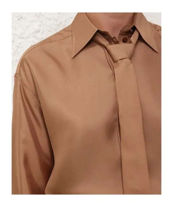 Zimmermann Relaxed Tie Shirt - Biscuit
