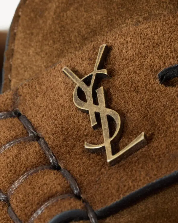 Saint Laurent Ruched Penny Flat Mules - Brown