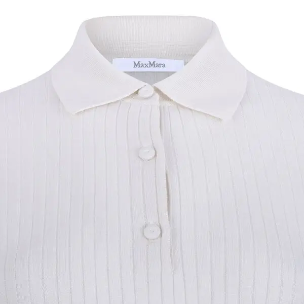 Max Mara Ribbed Knitted Polo Shirt With Turn-down Collar - No