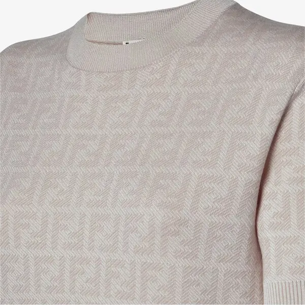 Fendi Ff Jacquard Short Sleeve Crewneck Jumper - Pink