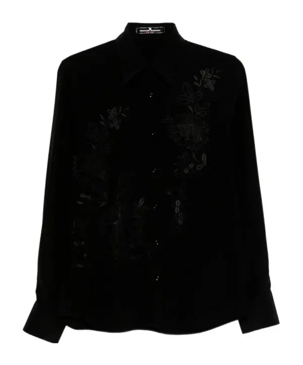 Ermanno Scervino Floral Embroidered Silk Shirt