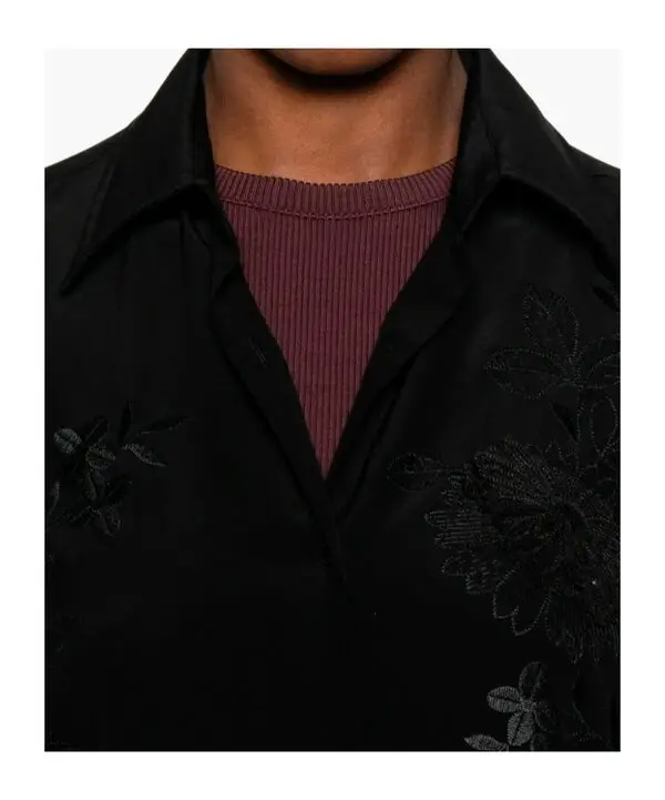 Ermanno Scervino Floral Embroidered Silk Shirt