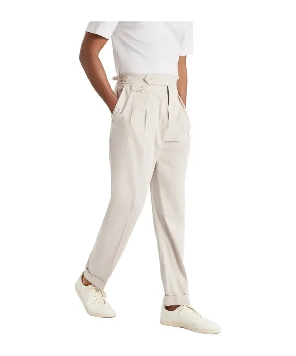 Brunello Cucinelli Pleated Trousers With Side Buckles - White