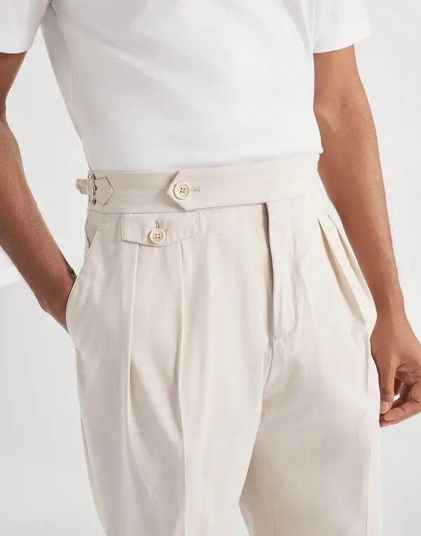 Brunello Cucinelli Pleated Trousers With Side Buckles - White