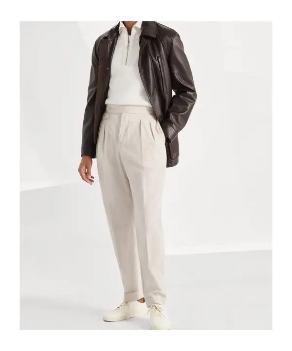 Brunello Cucinelli Pleated Trousers With Side Buckles - White