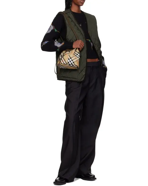Burberry Check Drawstring Bucket Bag