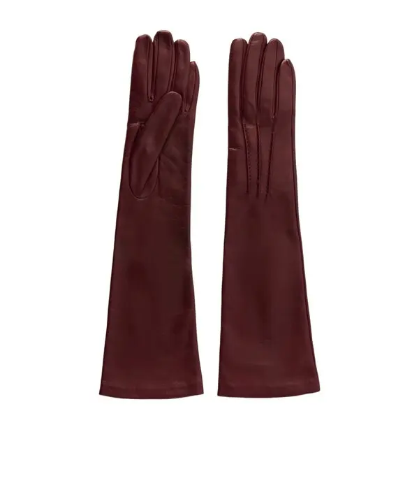 Nour Hammour Leather Gloves - Wine Red