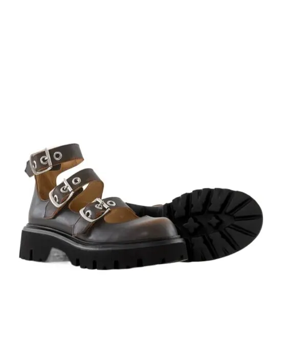 VIVIENNE WESTWOOD Buckled Leather Mary Jane Boots