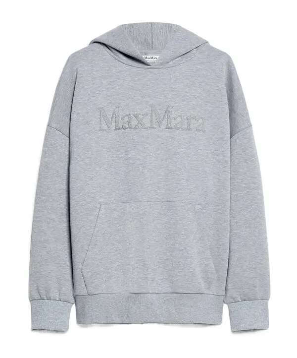 Max Mara Logo Detailed Long-sleeved Hoodie - Medium Gray