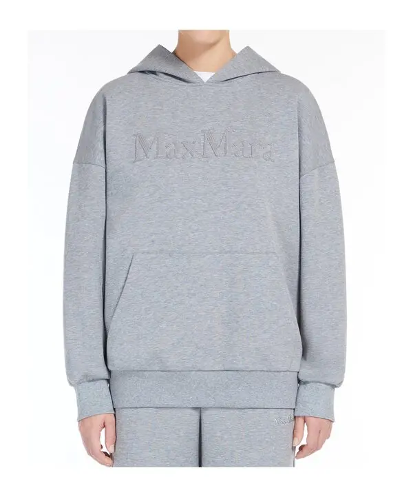 Max Mara Logo Detailed Long-sleeved Hoodie - Medium Gray