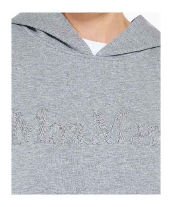 Max Mara Logo Detailed Long-sleeved Hoodie - Medium Gray