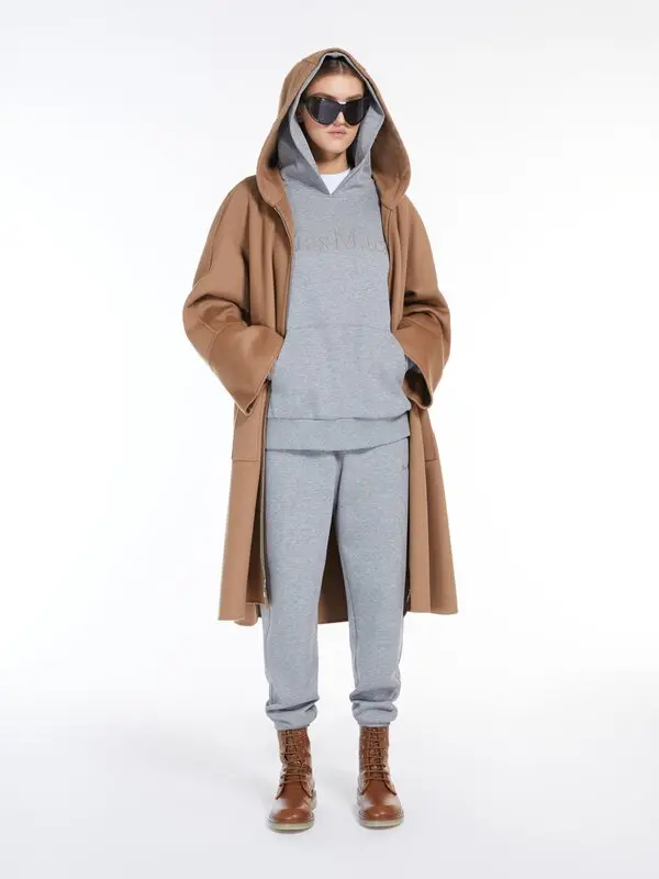 Max Mara Logo Detailed Long-sleeved Hoodie - Medium Gray