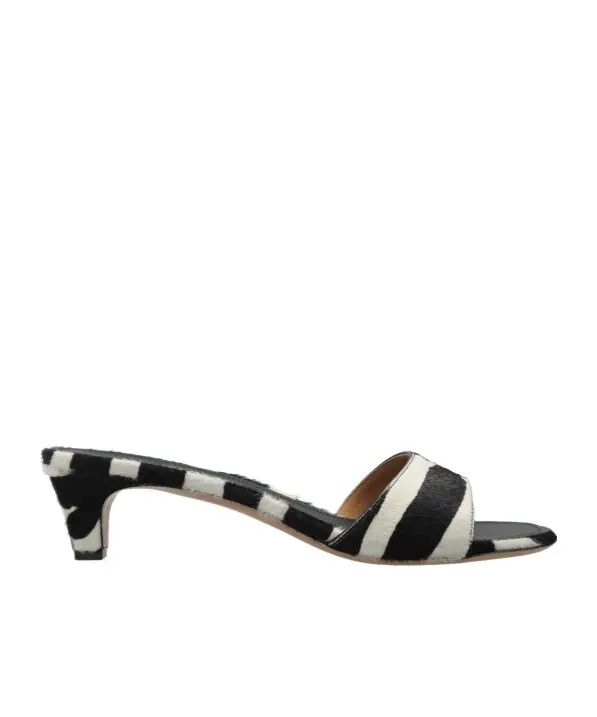 FERRAGAMO Zebra Print Heeled Sandals - Black