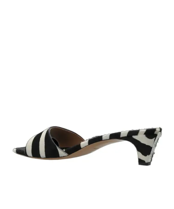 FERRAGAMO Zebra Print Heeled Sandals - Black