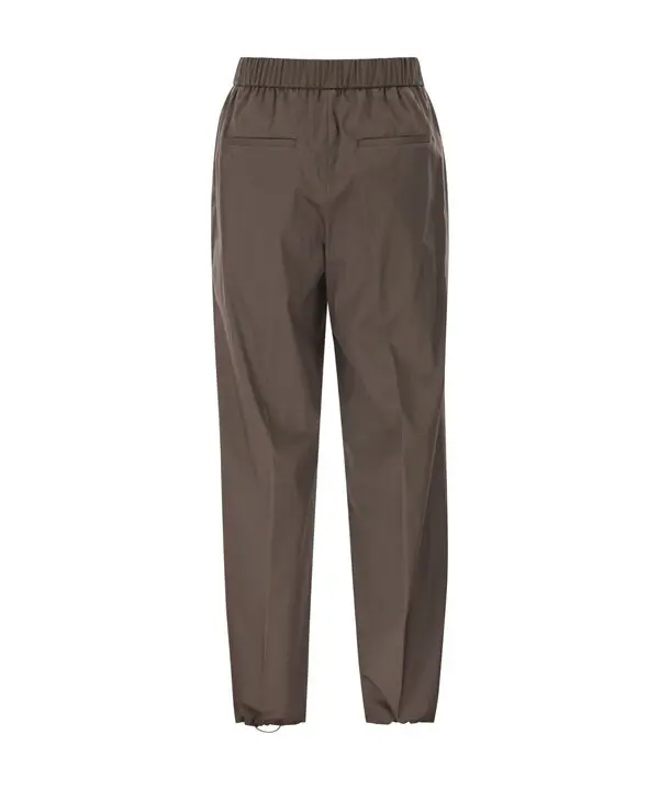 Peserico Elasticated Waistband Stretch Sateen Trousers - Brown