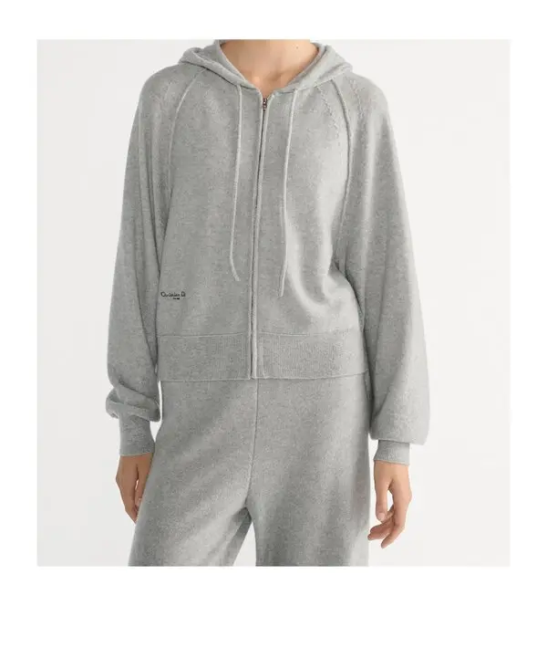 Dior Hooded Zip-up Cardigan With Embroidered Detail
