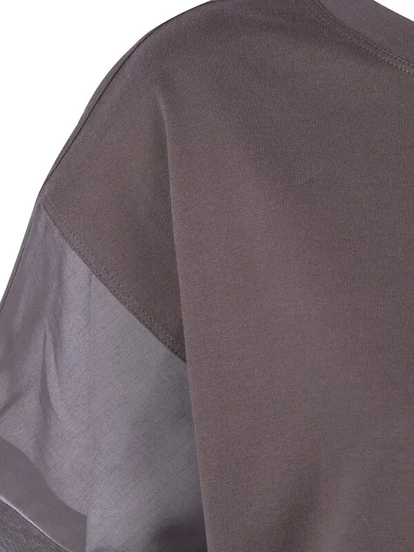 Brunello Cucinelli Short Sleeve T-shirt With Sheer Sleeves