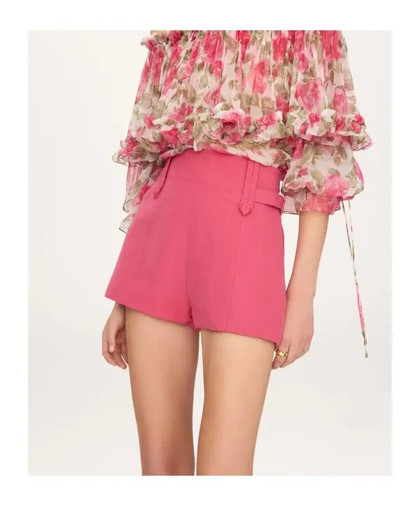 Chloé Button-detail Buckled-strap Mini Shorts - Raspberry Smoothie Color