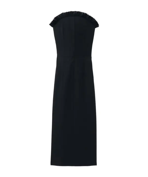 Alexander McQueen Strapless Crepon Trim Dress
