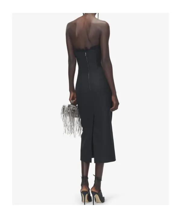 Alexander McQueen Strapless Crepon Trim Dress