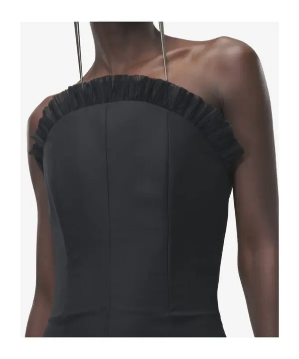 Alexander McQueen Strapless Crepon Trim Dress