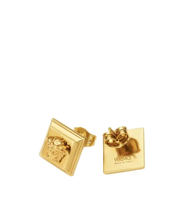 Versace Medusa Logo Engraved Stud Earrings - Yellow