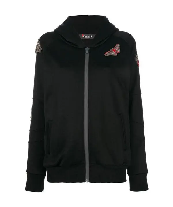 JO NO FUI Embellished Hooded Zip-up Jacket