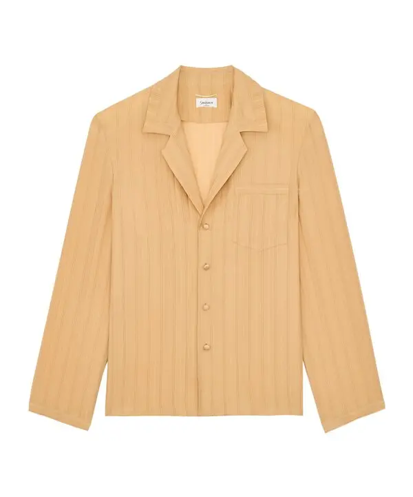 Saint Laurent Striped Button-up Pajama Top - Nude