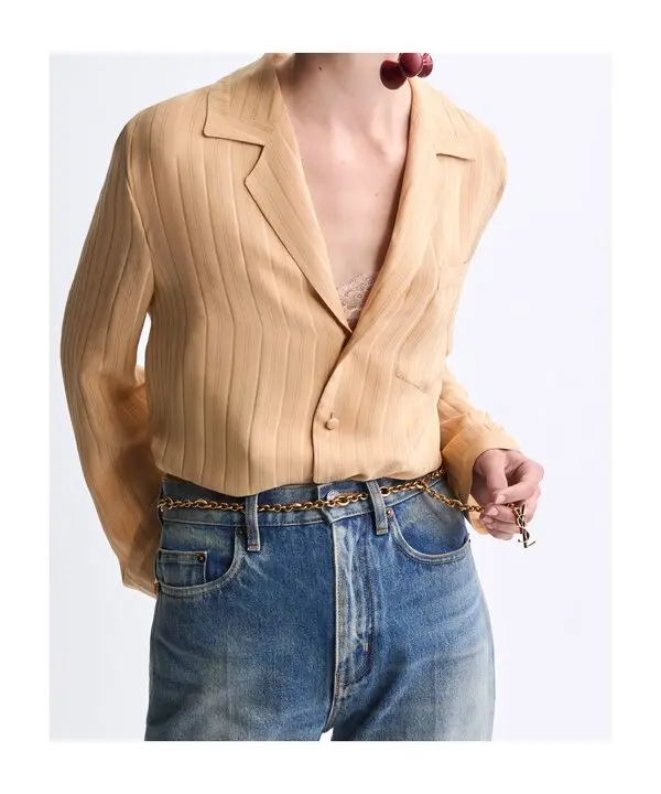 Saint Laurent Striped Button-up Pajama Top