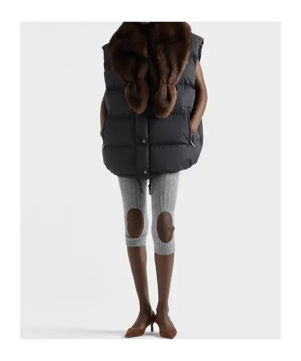Prada Quilted Gilet With Removable Fleece Collar