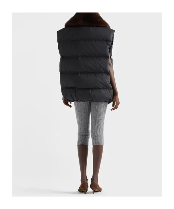 Prada Quilted Gilet With Removable Fleece Collar