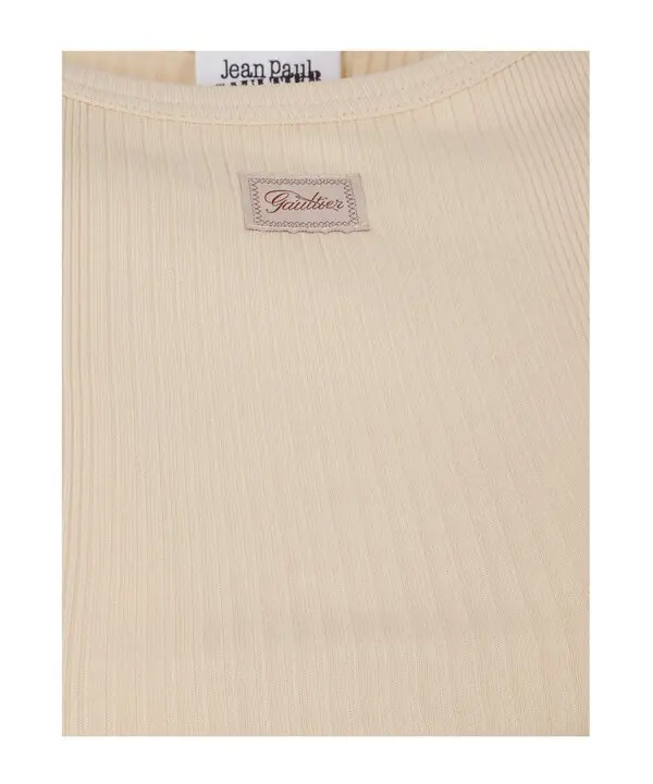 JEAN PAUL GAULTIER Cropped Ribbed T-shirt - Nude