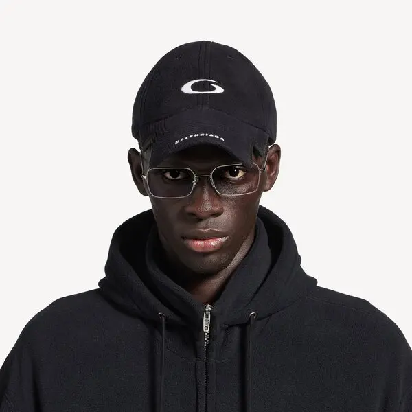 Balenciaga Embroidered Fleece Baseball Cap - Black
