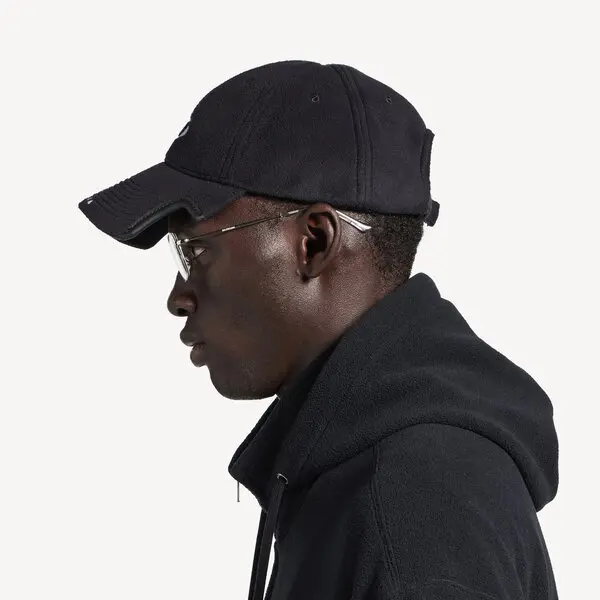 Balenciaga Embroidered Fleece Baseball Cap - Black