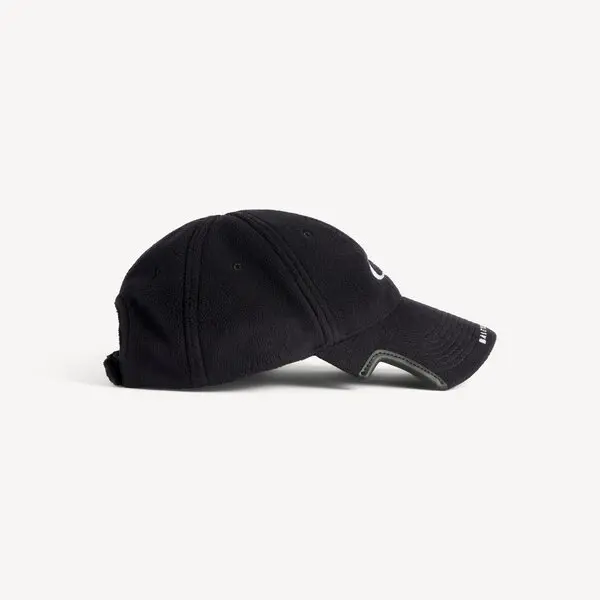 Balenciaga Embroidered Fleece Baseball Cap - Black