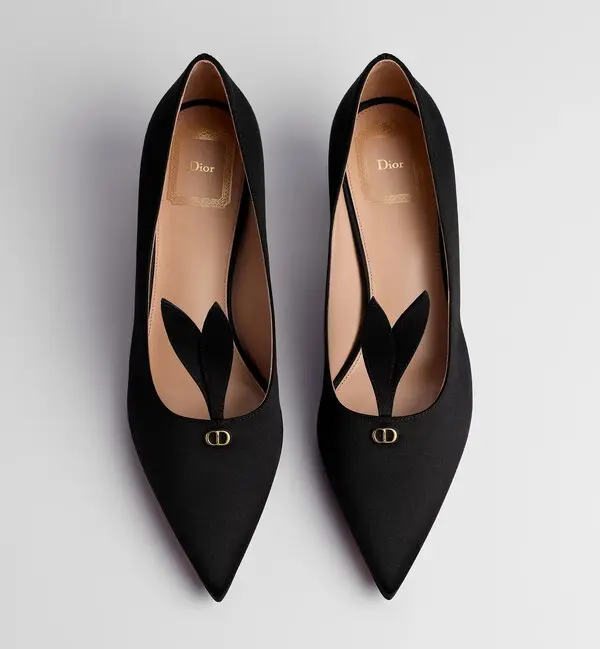 Dior Whisper Pointed Toe Kitten Heel Pumps - Black