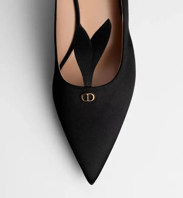 Dior Whisper Pointed Toe Kitten Heel Pumps - Black