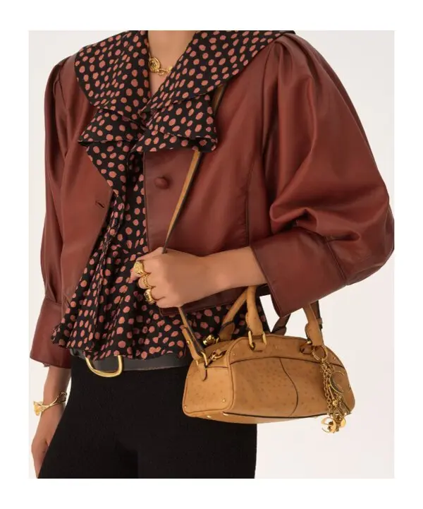 Chloé Logo Plaque Zip-up Small Bowling Bag - Bleached Brown