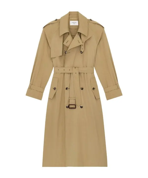 Saint Laurent Double-breasted Trench Coat - Beige