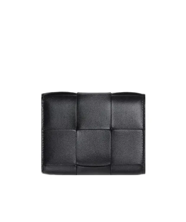 Bottega Veneta Intreccio Tri-fold Zip Wallet - Black