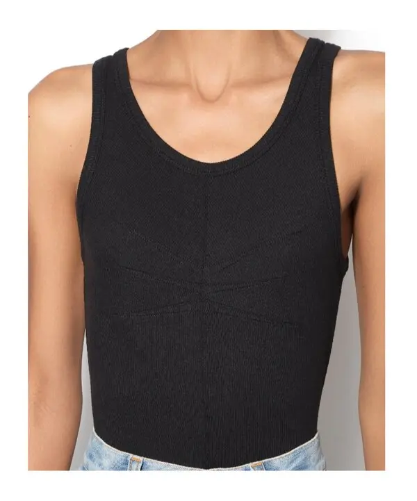 Alaïa Ribbed Tank Top With Provincial Road Embellishment - Black
